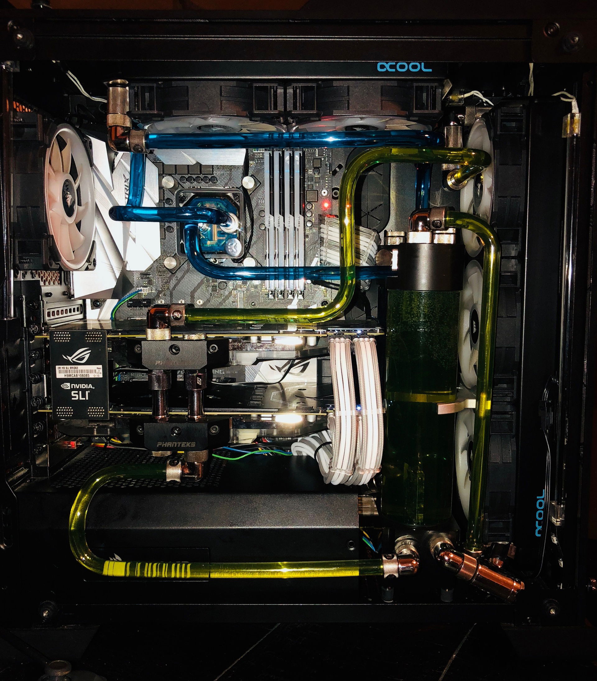 Intel Blue and Nvidia Green Dual Loop » builds.gg