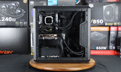 Lian Li O11 XL, custom loop, front distro plate, black & yellow » builds.gg