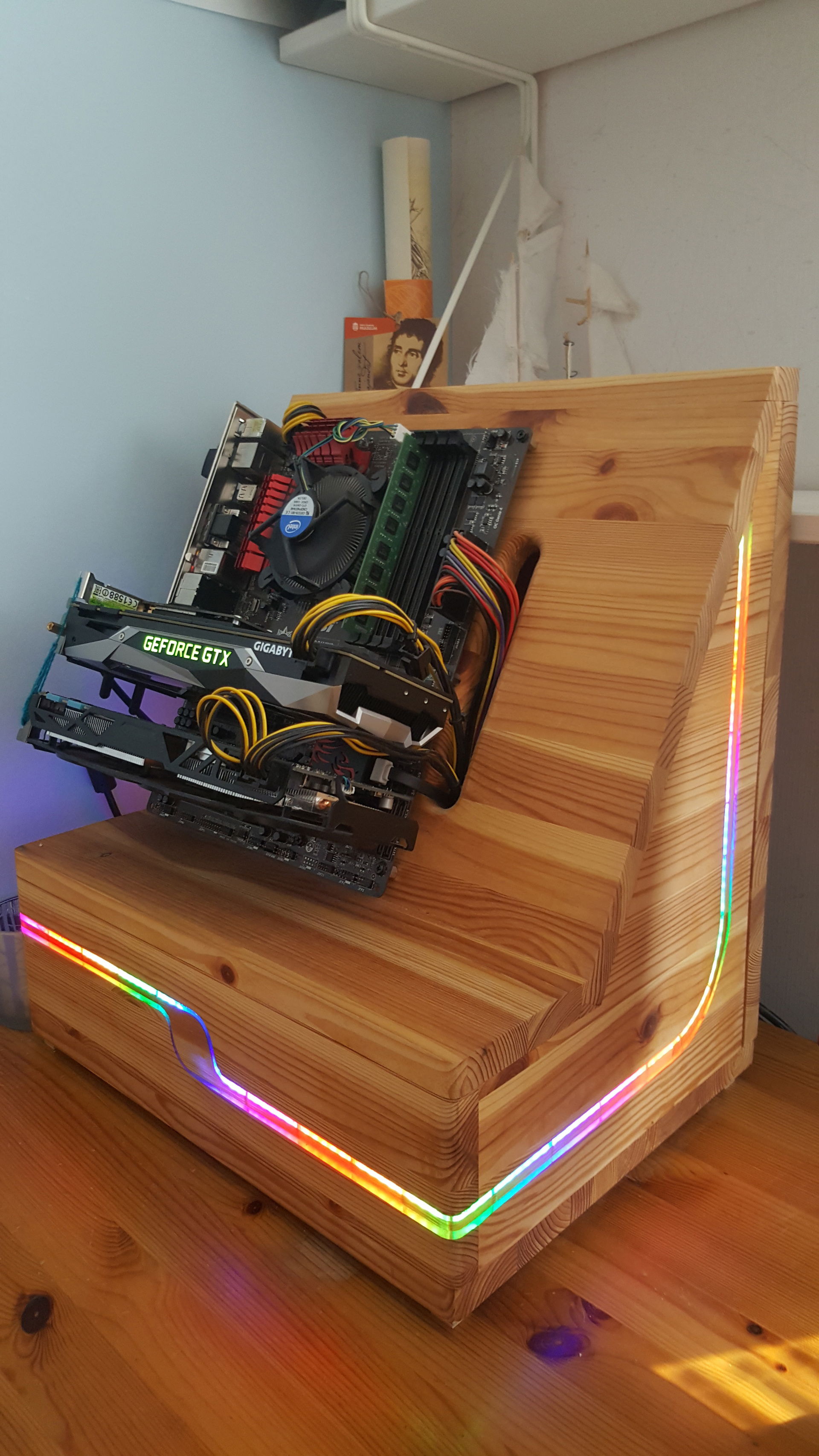Custom built wooden PC with enough RGB! » builds.gg