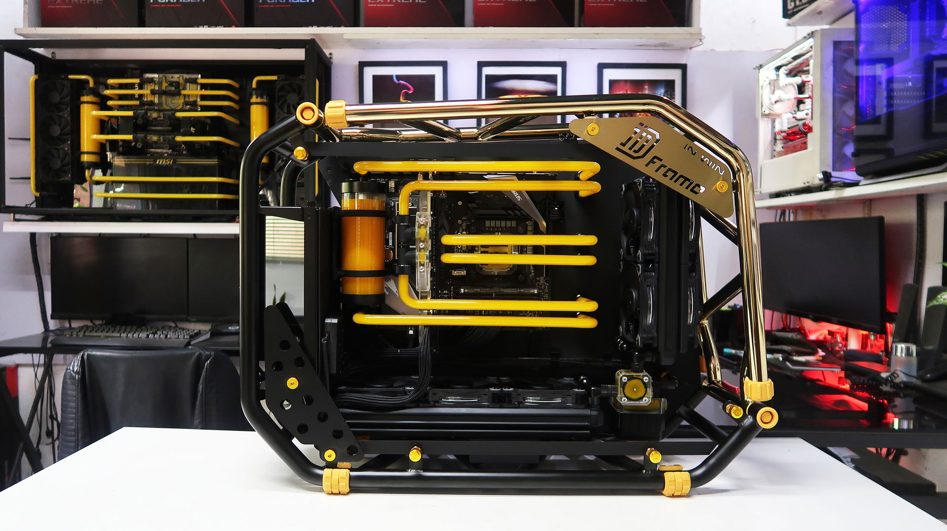 Custom Pc Build #59 " Amber " In-Win D-Frame 2.0 Gold Gaming Gaming Pc ...