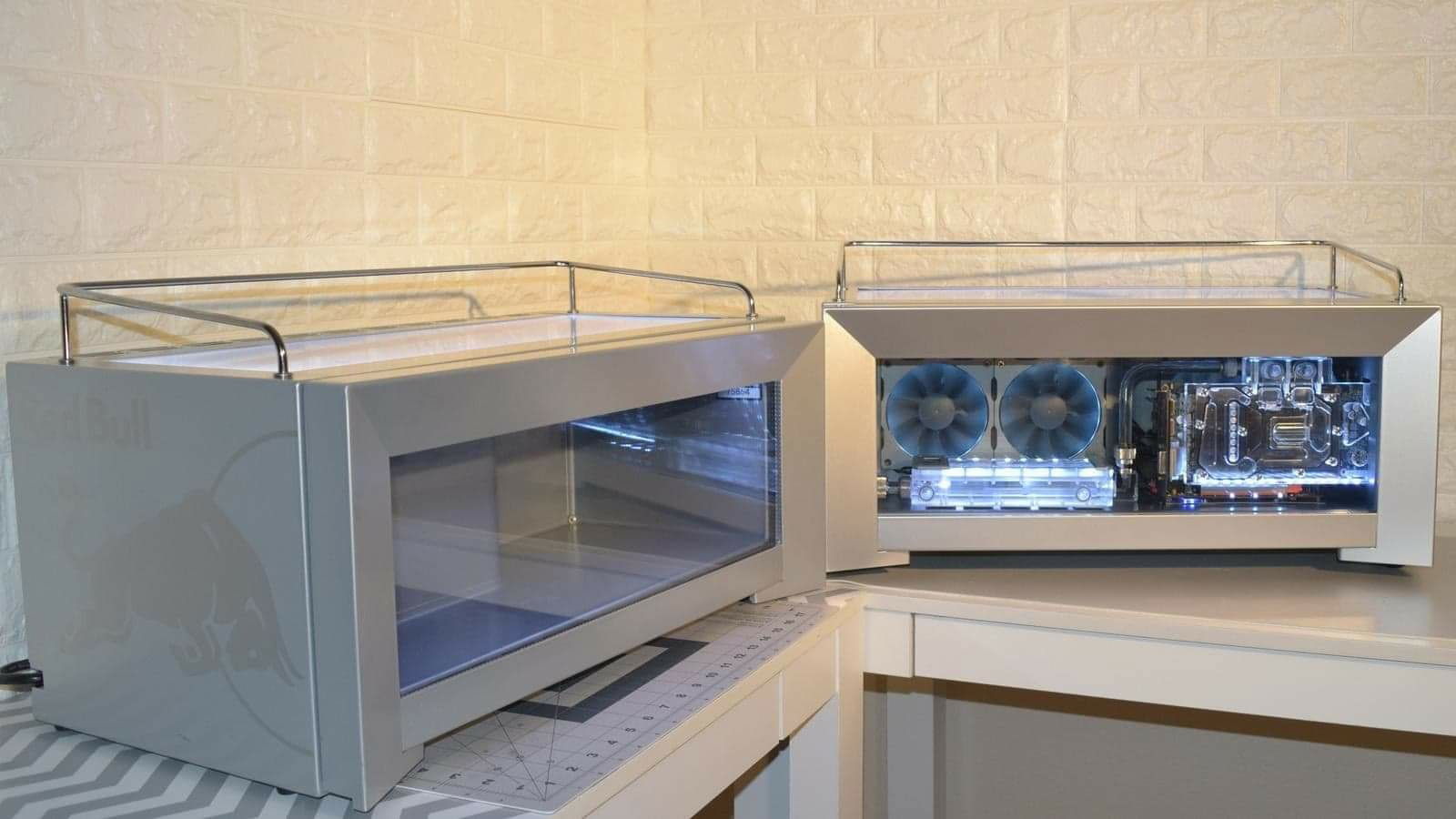 Red Bull Mini Fridge watercooled PC » builds.gg