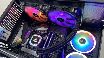 Lian Li O11 XL, custom loop, front distro plate, black & yellow » builds.gg