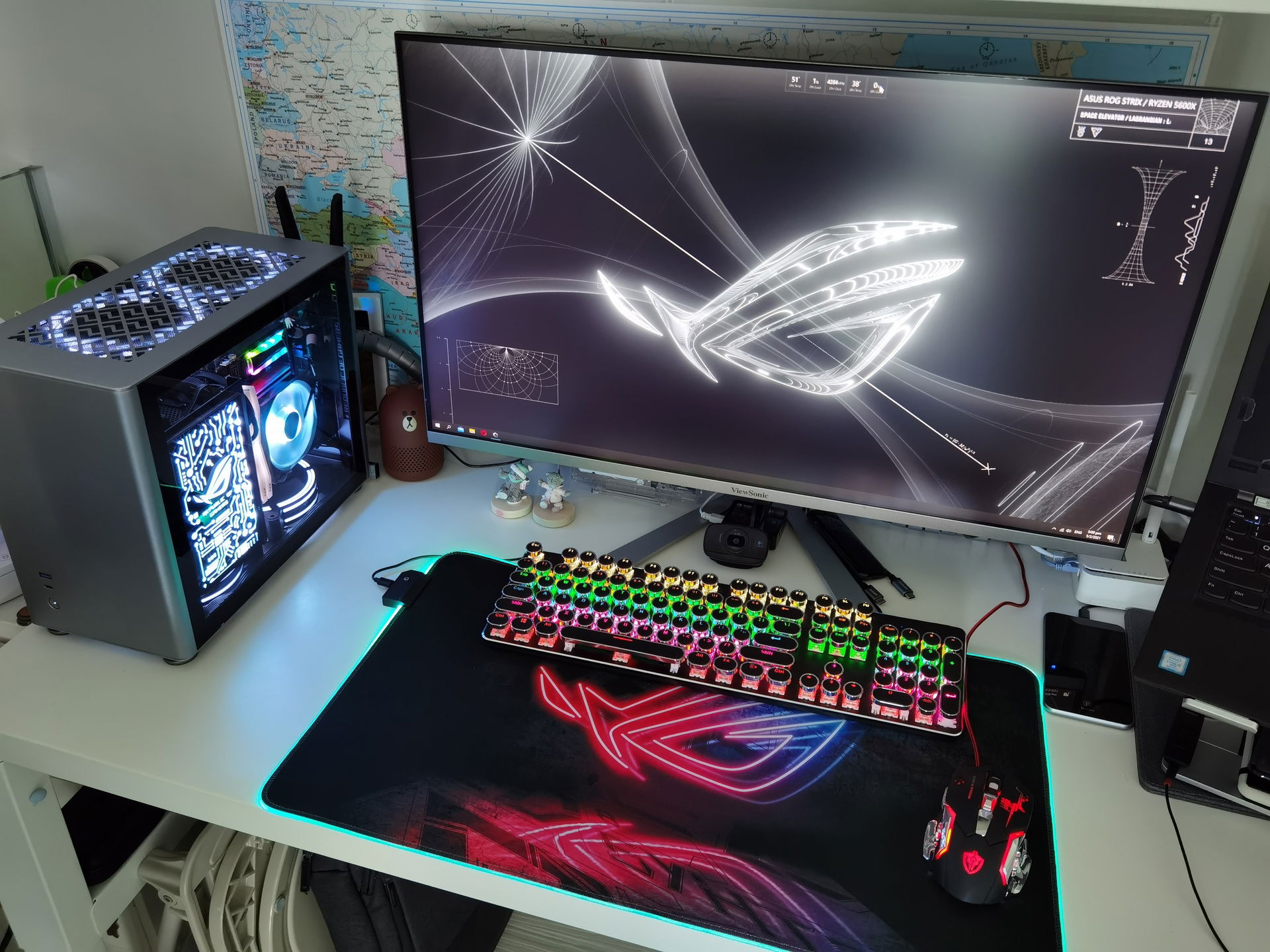 ROG themed SFFPC. Full RGB in a Jonsbo A4 double-sided tinted glass ...