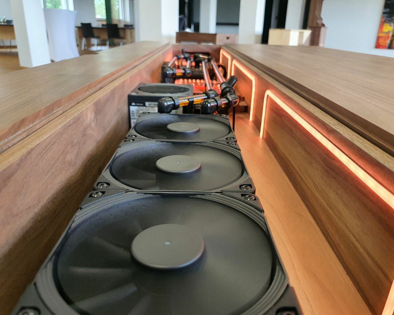 "COSK" - a wooden PC desk with a computer inside » builds.gg