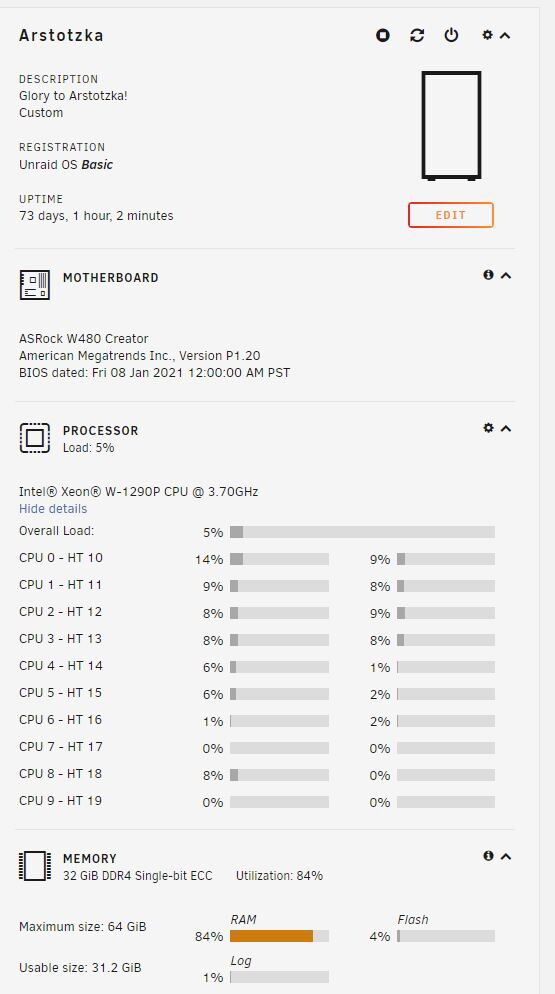 2020 W480 unRAID/Plex Server Build (Arstotzka) » builds.gg