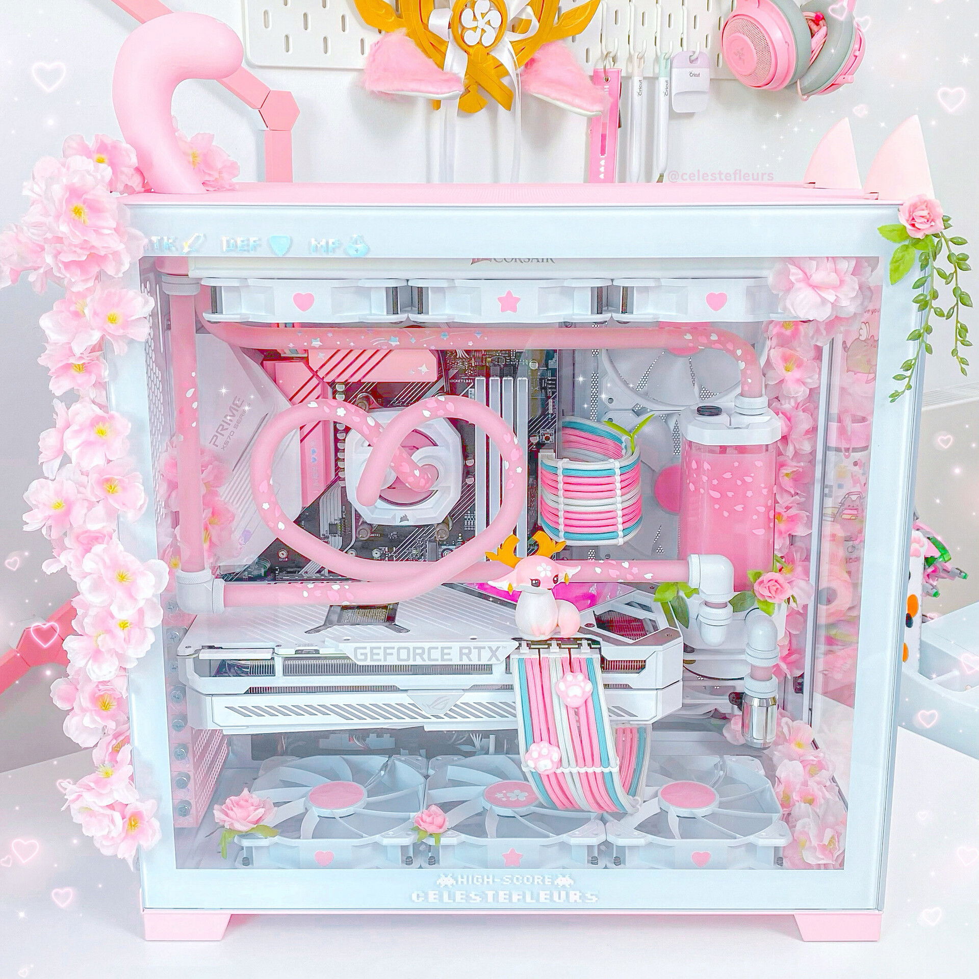 Pastel Pink Cat ♡ pink and white PC build (gaming + video editing ...