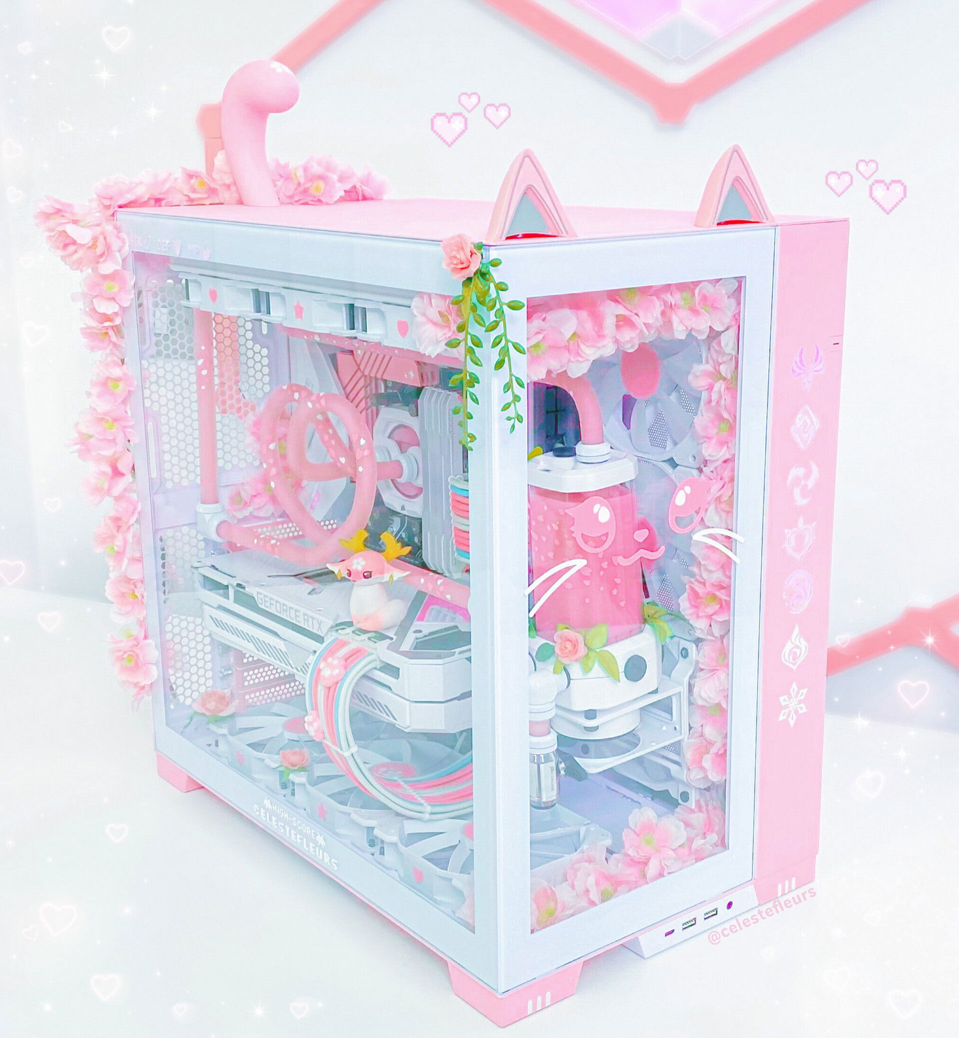 Pastel Pink Cat ♡ pink and white PC build (gaming + video editing ...