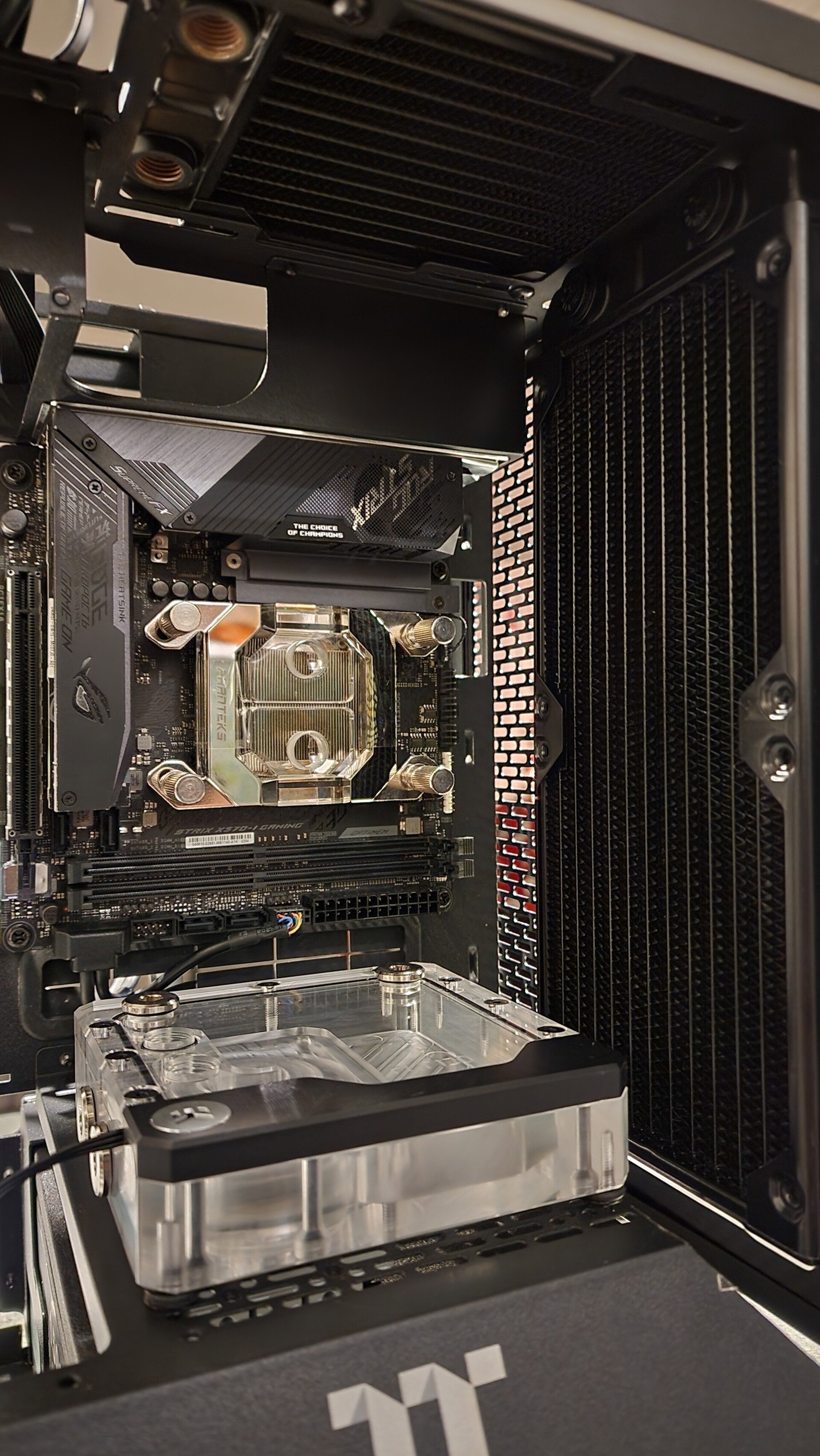 Thermaltake tower 100 custom carbon fiber panel. Dual radiator » builds.gg