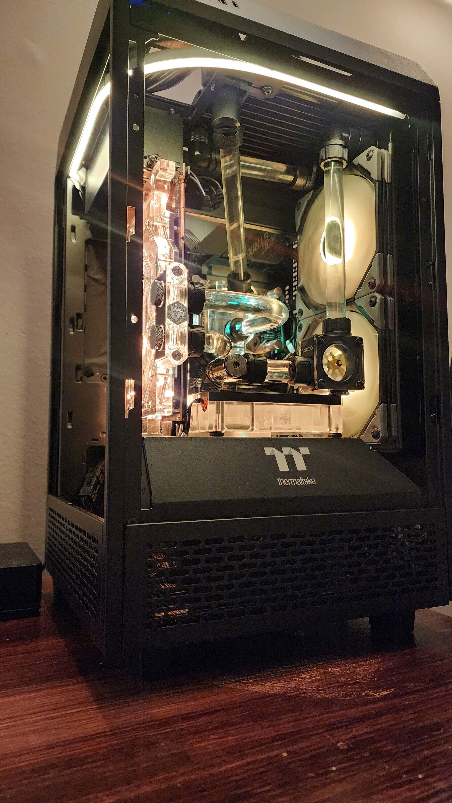 Thermaltake tower 100 custom carbon fiber panel. Dual radiator » builds.gg