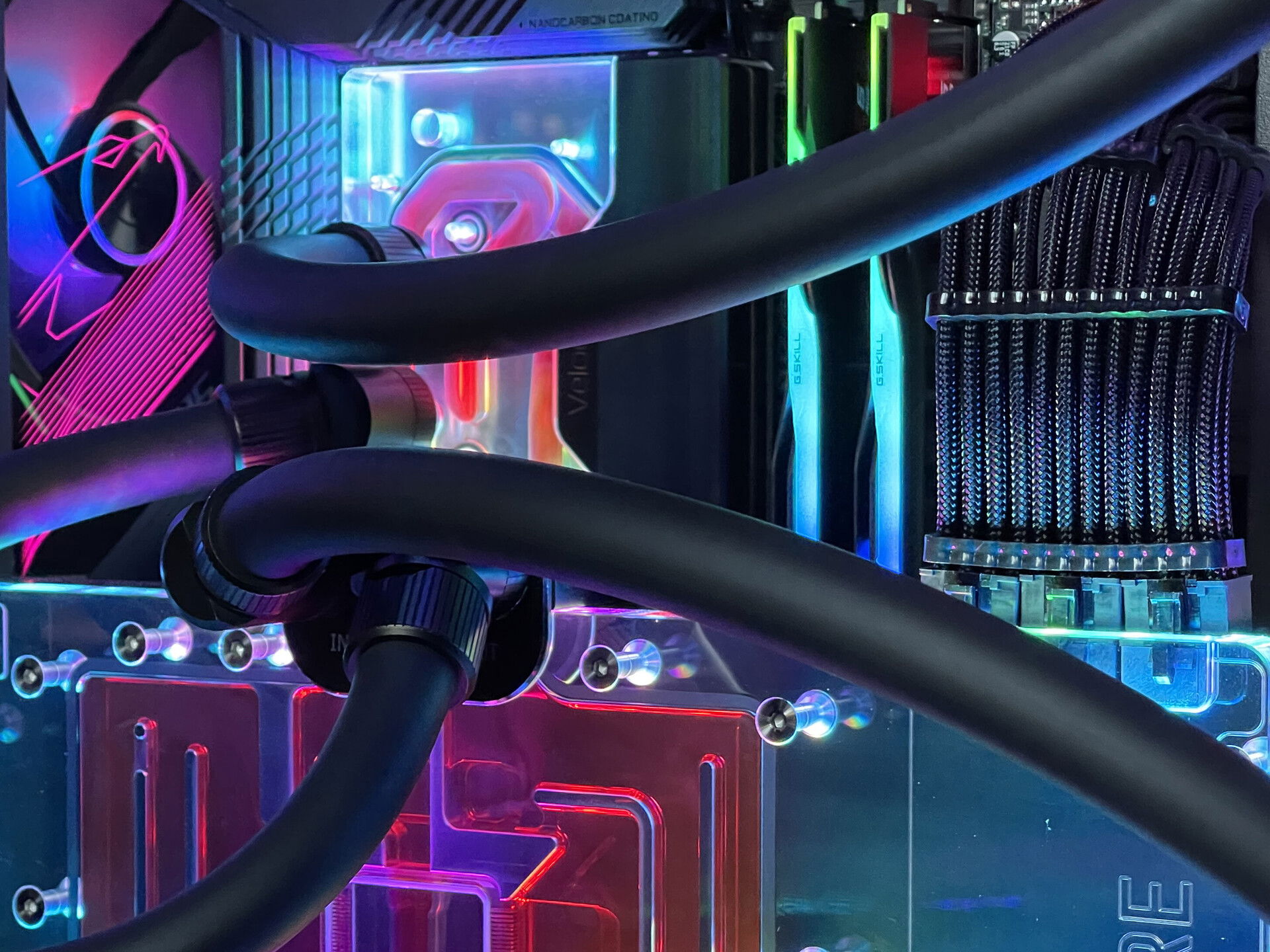 NV7 Black with EK ZMT soft tubes and Red RGB theme » builds.gg