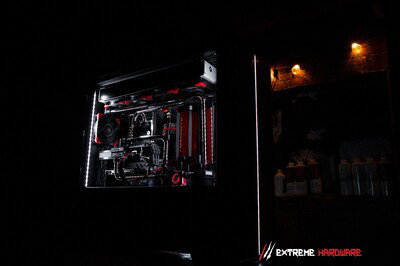 Lian Li O11 XL, custom loop, front distro plate, black & yellow » builds.gg