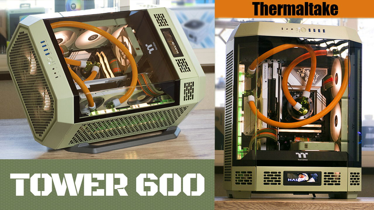 Thermaltake The Tower 600 HALO Theme Custom Water Cooling PC build Soft ...