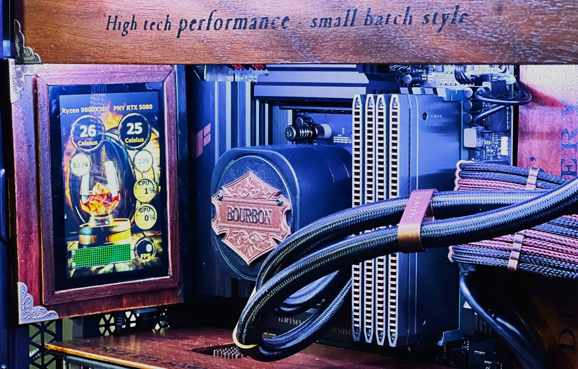 Whiskey lounge-themed build in the Corsair 2500X » builds.gg