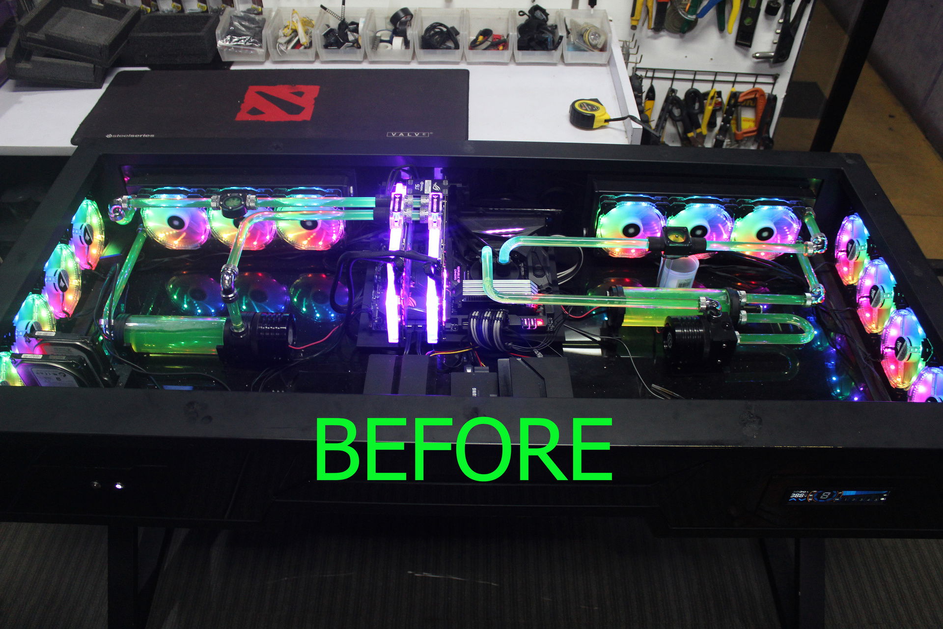 Custom Pc Build# 35 " Redsurrection " A watercooled Desk Makeover ...